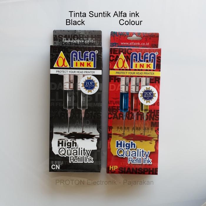 Jual Tinta Alfa ink suntik Refill catridge printer Canon HP black ...