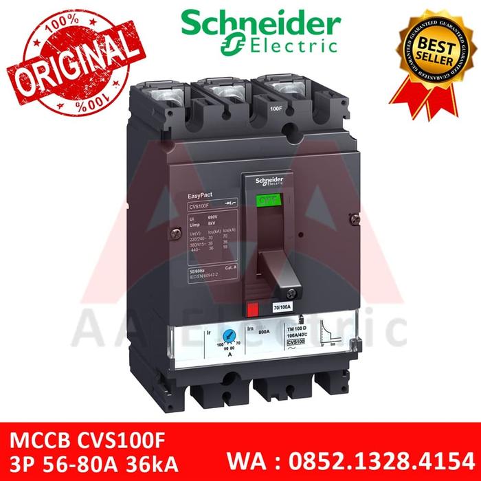 Jual MCCB EasyPact CVS100F 3P 56-80A 36kA TM80D LV510336 Schneider - Jakarta Pusat - AA Electric ...