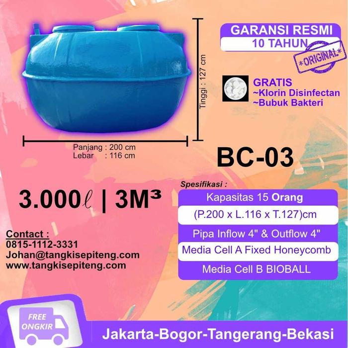 Jual BIOFILTER IPAL 3000 Liter / 3m3 | Septic Tank BIOTANK - Jakarta ...