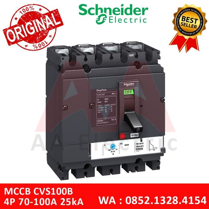 Jual MCCB EasyPact CVS100B 4P 70-100A 25kA TM100D LV510317 Schneider - Jakarta Pusat - AA ...