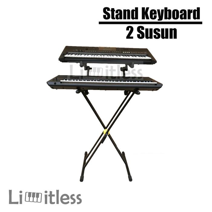 Jual Stand Keyboard Double 2 Susun / Dua Rak Bahan Besi Kuat Dan Kokoh ...