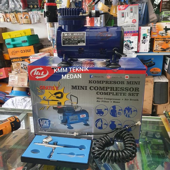 Jual KOMPRESOR MINI / COMPRESSOR COMPLETE SET WITH AIR BRUSH H&L AS18 ...