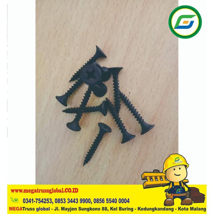 Jual Sekrup Dry Wall Hitam 6x1 kalsi board/GRC- skrup - material atap ...