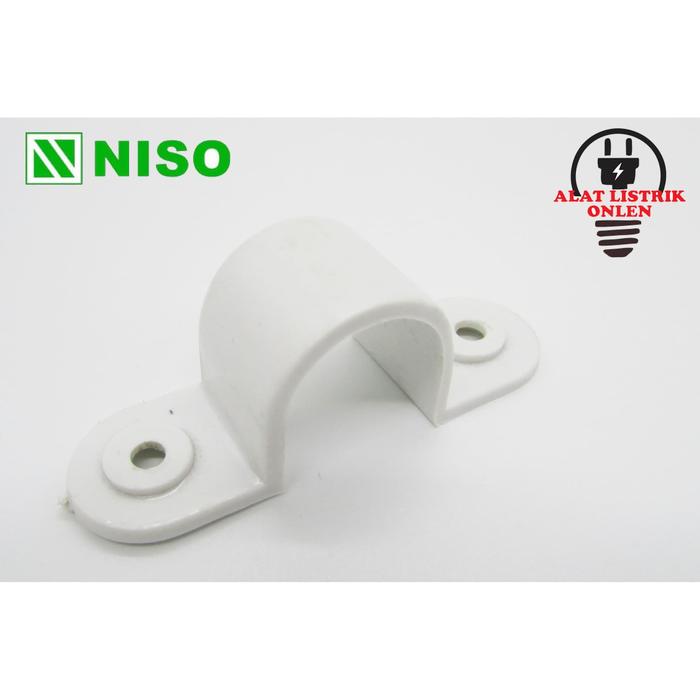 Jual NISO KLEM PIPA CONDUIT 20MM PUTIH / CLAMP LISTRIK PENJEPIT (100 ...