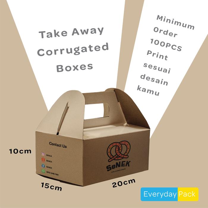 Jual Print Warna Take Away Boxes Brown Corrugated 15cm x 20cm x 10cm ...