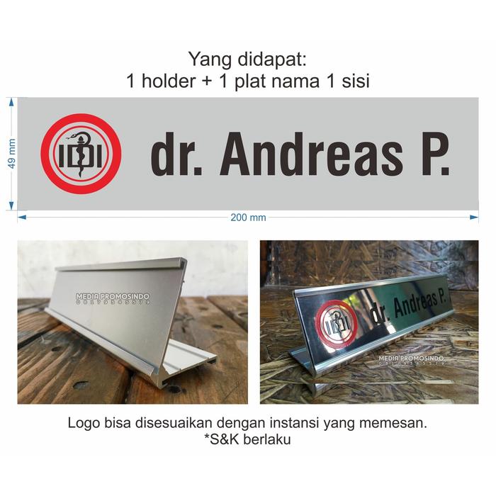 Jual Nama Meja/Name Desk Stainless 1 Plat 1 Sisi Berholder Aluminium ...