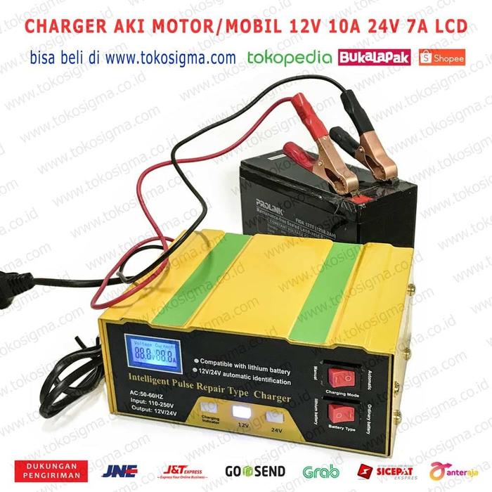 Jual CHARGER AKI MOBIL CAS BATERAI KERING BASAH MOTOR 12V 10A 24V 7A LCD - Jakarta Barat - Toko ...