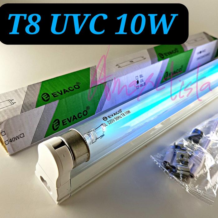 Jual Lampu UV UVC T8 10W EVACO Germicidal sterilizer air kuman SET ...
