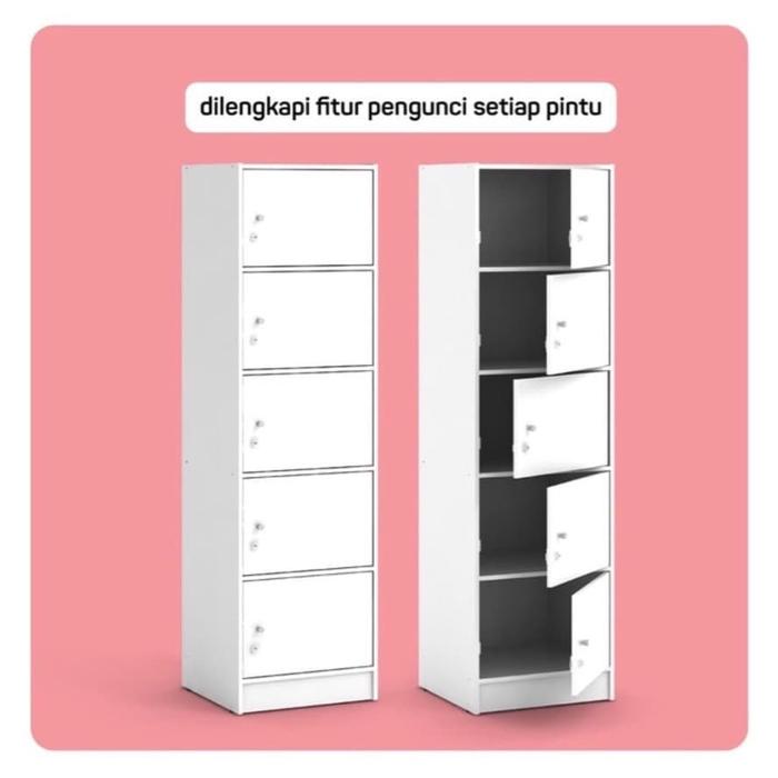 Jual Rak serbaguna minimalis rak buku 5 susun dengan pintu ayun Alba ...