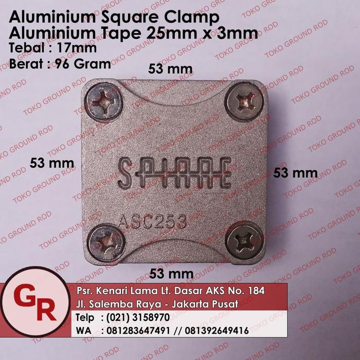 Jual 25 x 3 mm - Klem Grounding Aluminium / Aluminum Tape Square Clamp ...