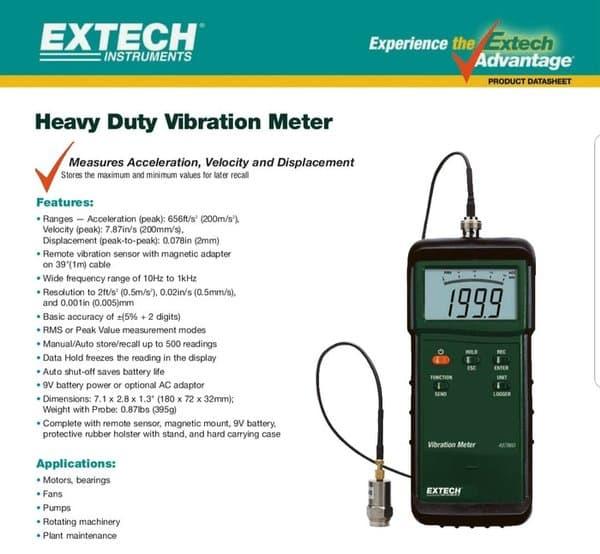 Jual Extech 407860 Alat Ukur Getaran Heavy Duty Vibration Meter ...