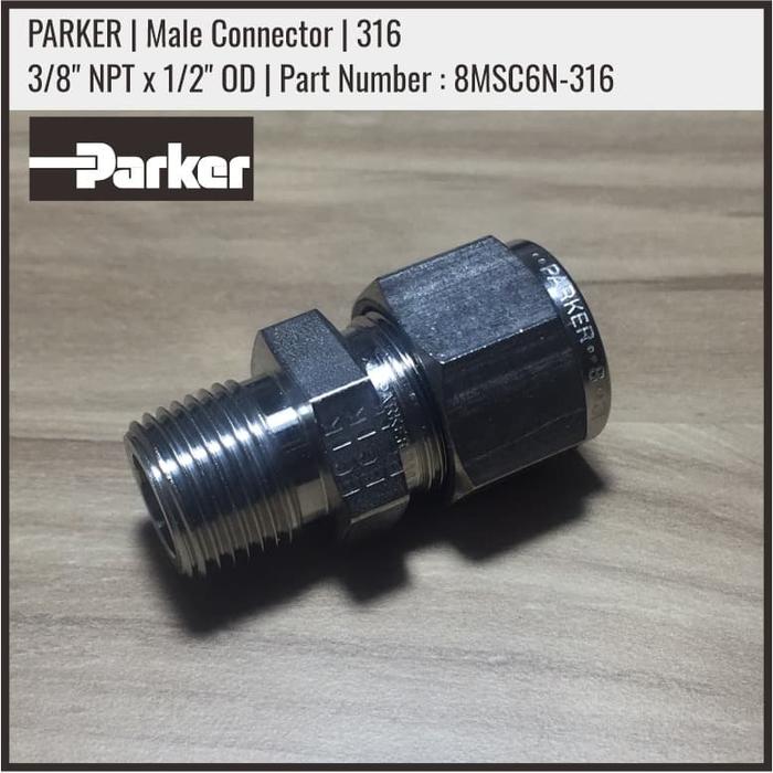 Jual PARKER | MALE CONNECTOR | 3/8" NPT x 1/2" OD | 8MSC6N-316 - Kota ...
