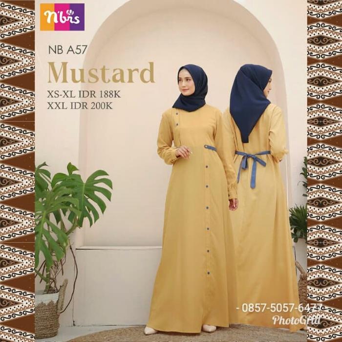 Jual Gamis Nibras NB A57 Warna Kuning Mustard Busui Baju Branded ...