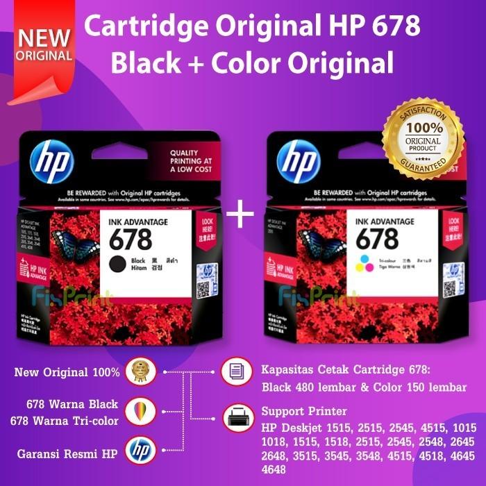 Jual SET Cartridge Tinta HP 678 Black Color Refill Printer 1515 2515 ...