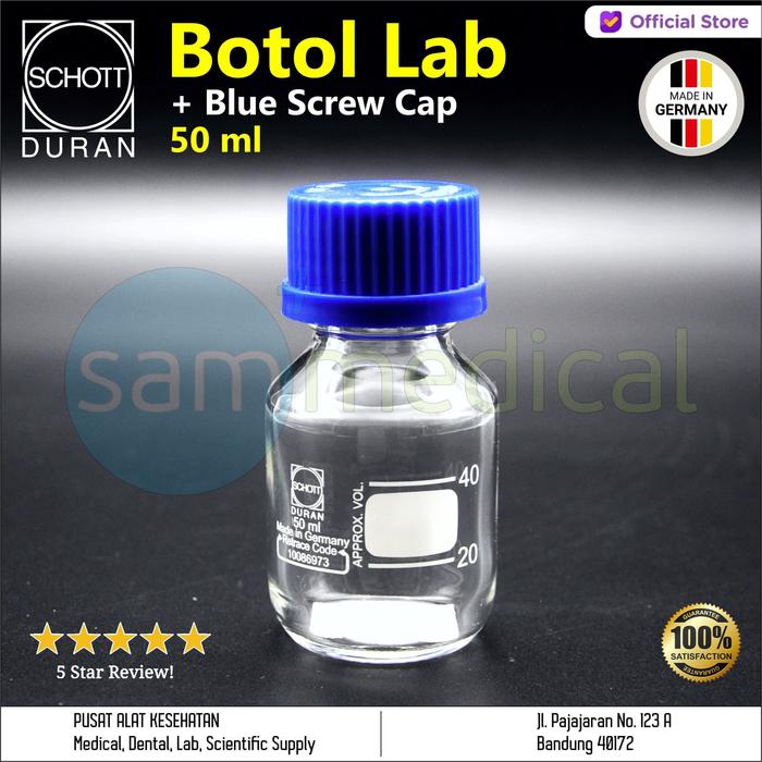 Jual Schott Duran Botol Lab - Lab Bottle Screw cap Biru 50 ml - Kota ...