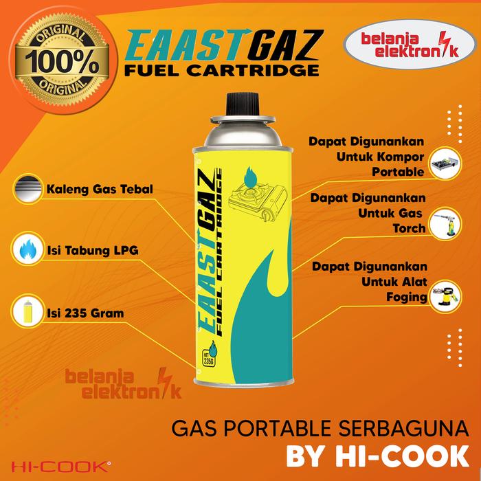 Jual TABUNG GAS PORTABLE EAAST GAZ BY HI-COOK 235 GRAM GAS KALENG GAS ...