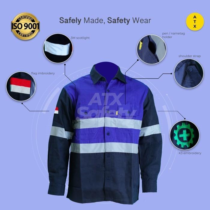 Jual Wearpack Safety Baju Kerja Lengan Panjang Kombinasi Benhur Navy ...