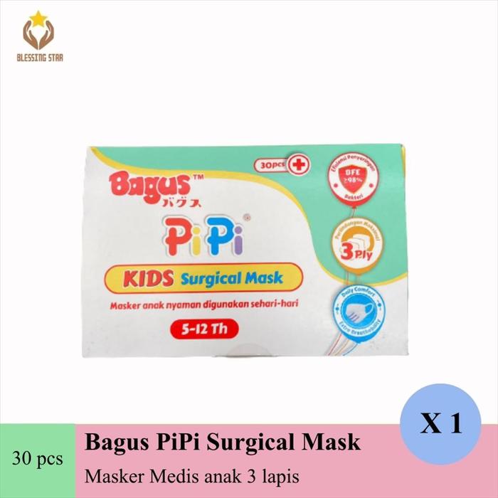 Jual Bagus Masker medis anak isi 30 pcs PiPi kids surgical mask 3 ply ...