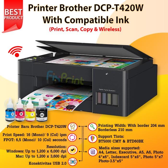 PRINTER BROTHER DCP-T420W T420 Inkjet AIO Wifi Garansi Print Scan Copy ...
