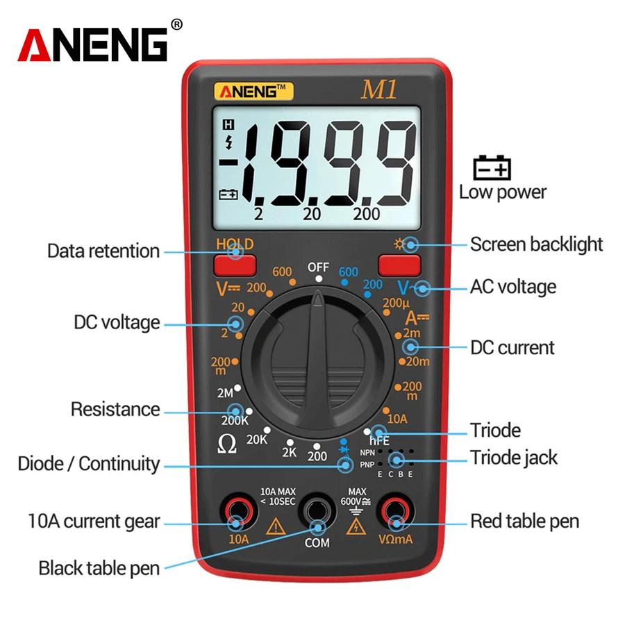 Promo Aneng M1 Digital Multimeter Voltage Tester DC AC Original Diskon ...