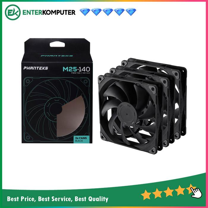 Phanteks M25-140 Black 140mm PWM Fan - Triple Pack - Enterkomputer Jual Beli Online Komputer ...