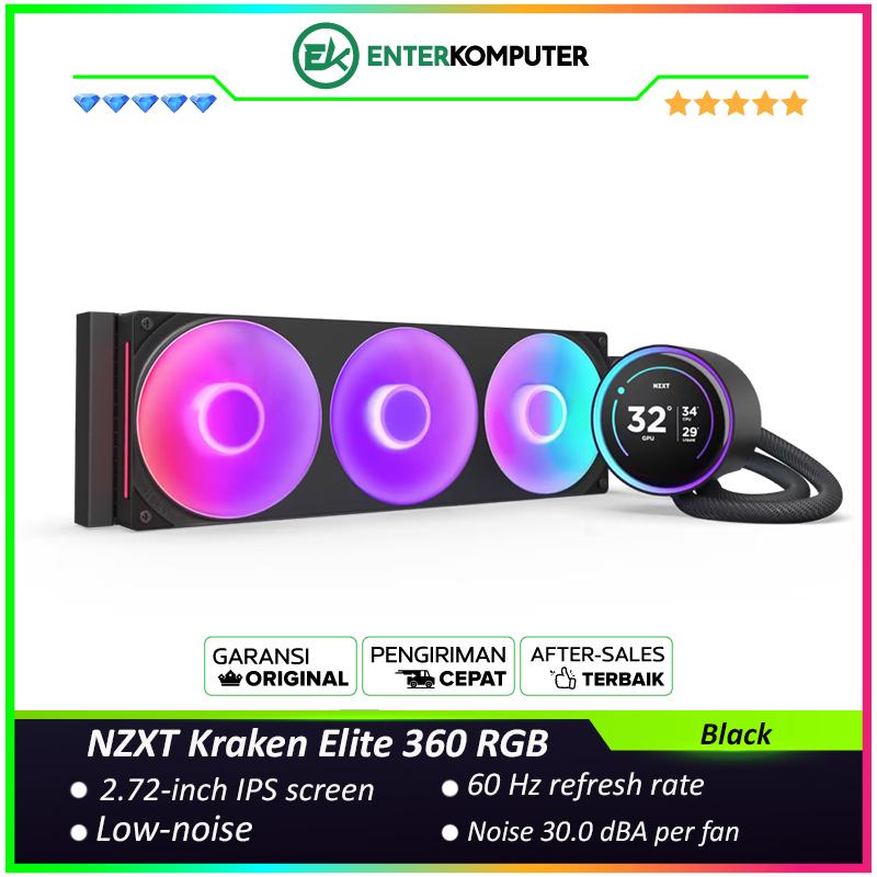 NZXT Kraken Elite 360 RGB Black 360mm AIO Liquid Cooler with 2.72 IPS ...