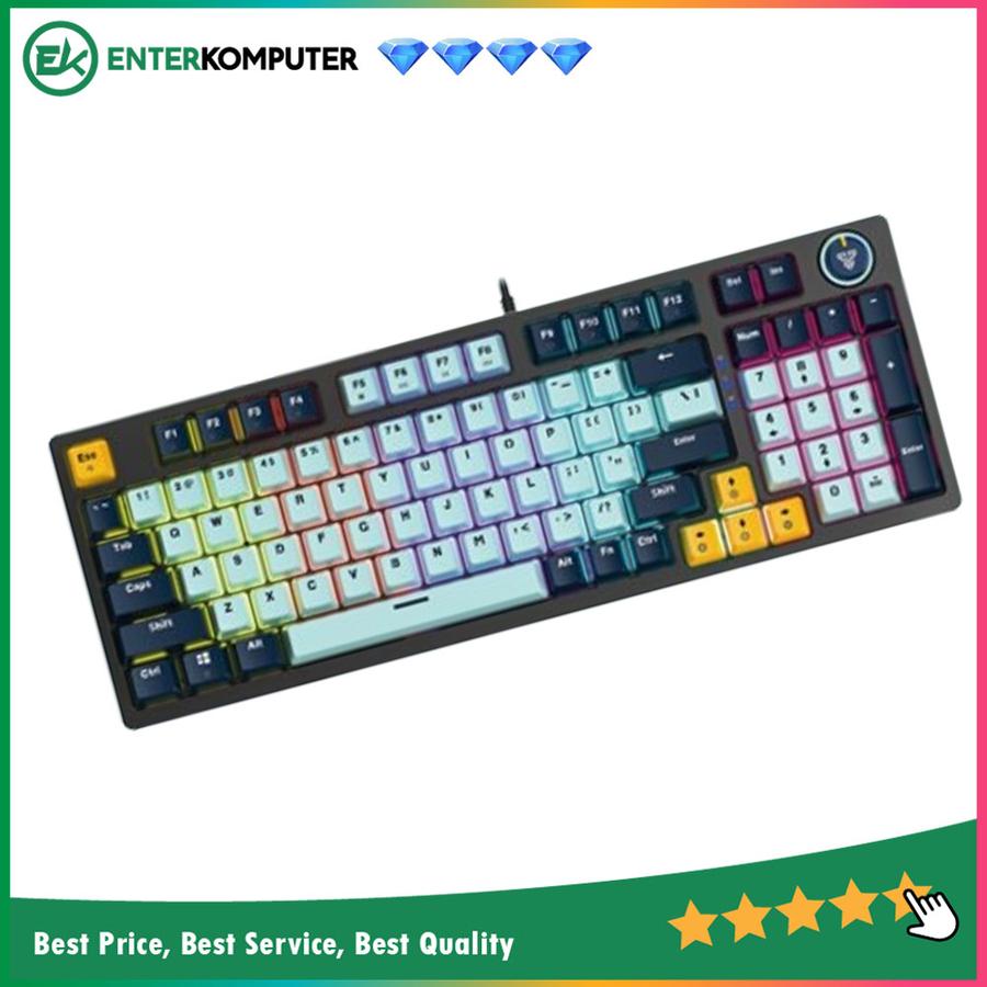 Fantech Atom96 MK890V2 RGB Gaming Mechanical Keyboard Full Size - Sky (Red/Blue Switch ...