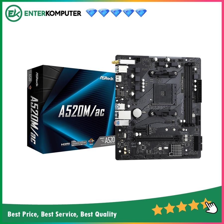 ASRock A520M/ac (AM4, A520, DDR4, USB 3.2, SATA3) - Enterkomputer Jual ...