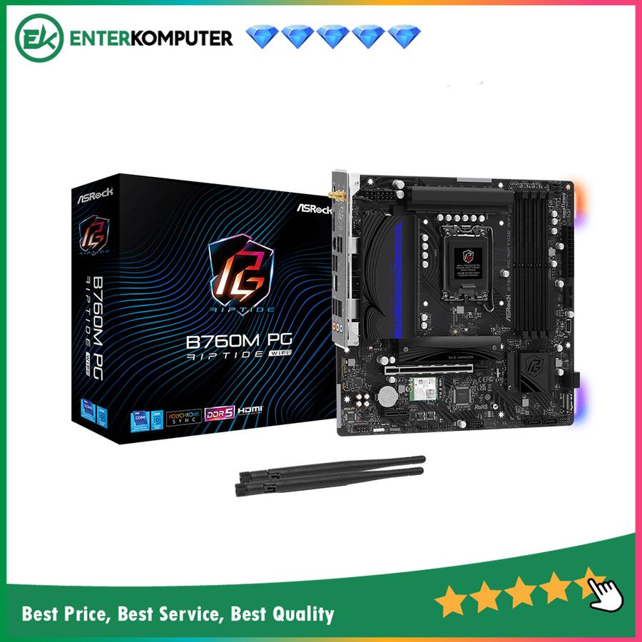 ASRock B760M PG Riptide WIFI (LGA1700, B760, DDR5, USB3.2 Type-C, SATA3 ...