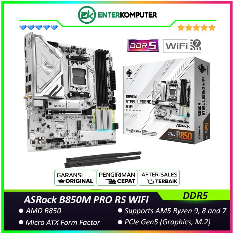 ASRock B850M PRO RS WIFI (AM5, AMD B850, DDR5, USB3.2 Type-C, SATA3 ...