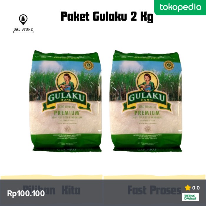 Paket Gula Pasir Merek Gulaku 2 Kg Murah - Rp100.100