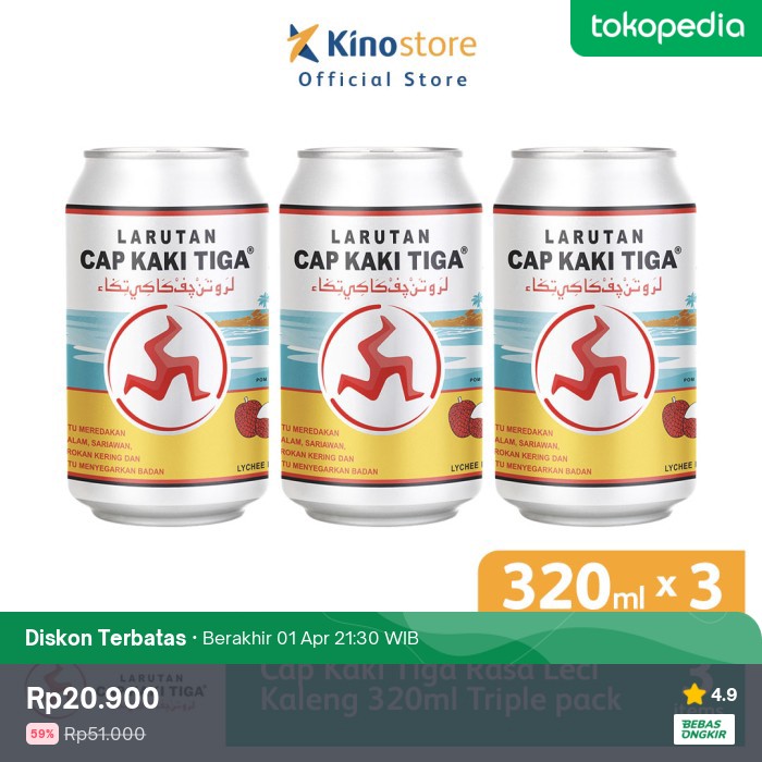 Cap Kaki Tiga Rasa Leci Kaleng 320ml - Isi 6 - Rp20.900