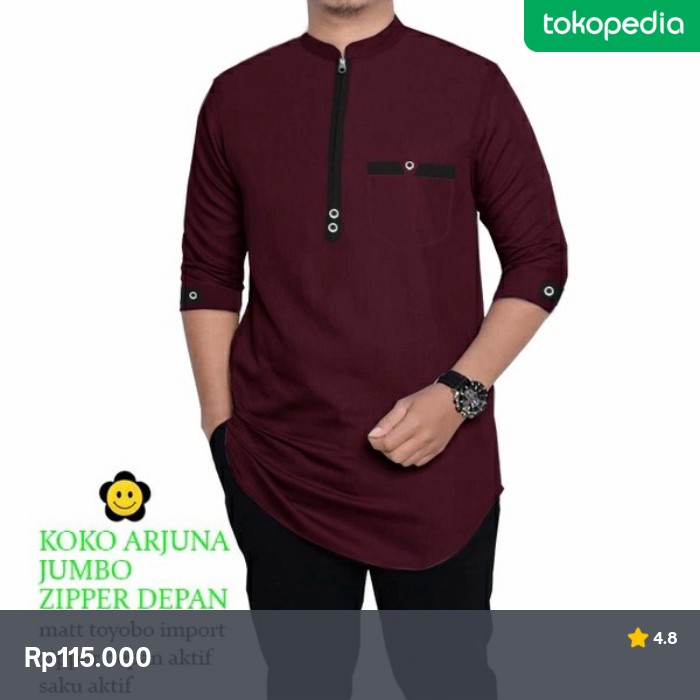 baju koko muslim pria modern casual premium - Marun, S - Rp115.000
