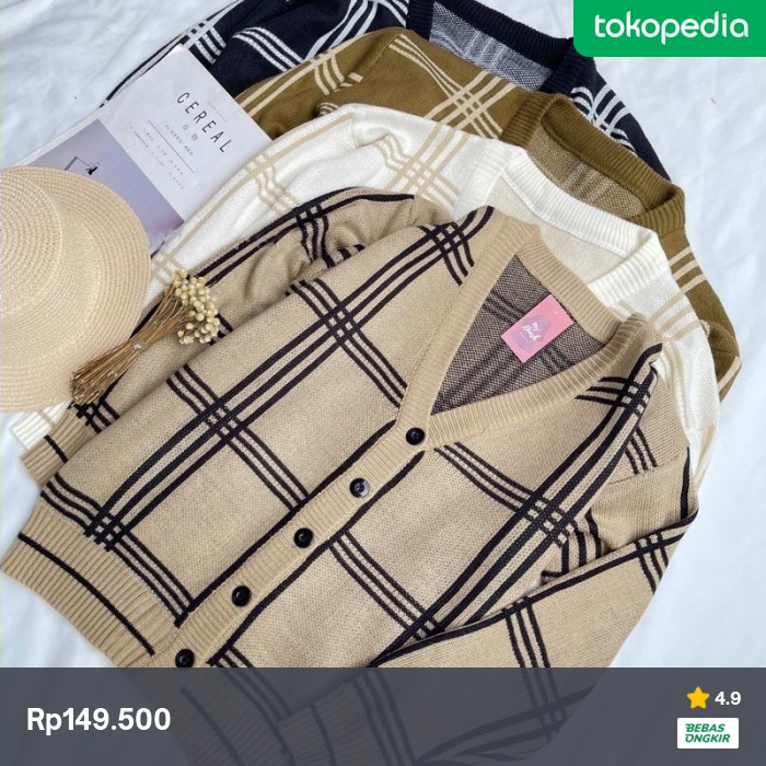 Cardigan Knit rajut wanita & pria | Sweater knit korean style - Hitam ...