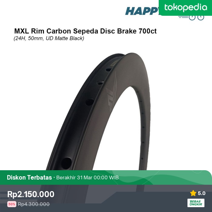 Rim Carbon MXL Disc Brake 700c 24H 50mm - Rp2.150.000