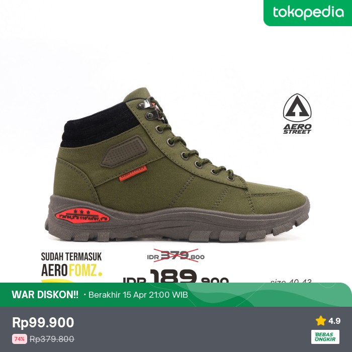 Aerostreet 40-43 Tactical Abu Tua Army Hitam - Sepatu Sneaker Boots ...