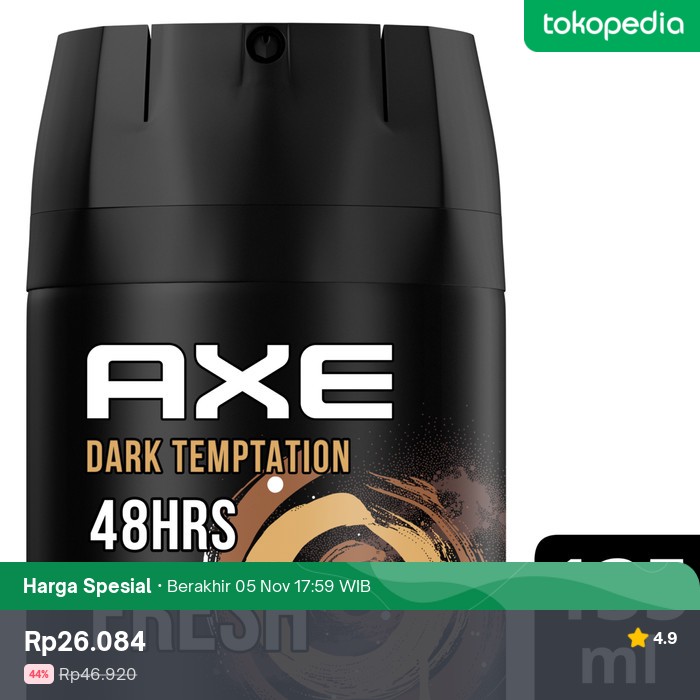 Axe Deodorant Deo Body Spray Parfum Pria Dark Temptation - 135Ml - Rp26.084