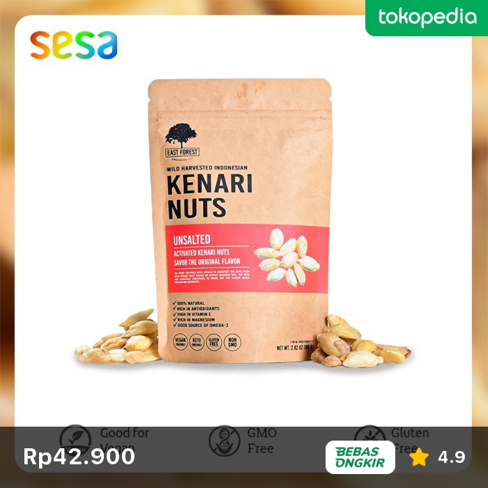 East Forest Kenari Nuts Unsalted 80 Gr - Rp42.900