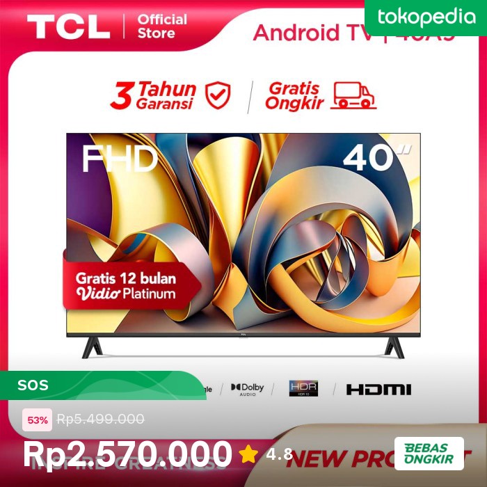 TCL 40 inch Smart LED TV - Android 11.0 - HD - Dolby Audio - GVA 40A9 ...