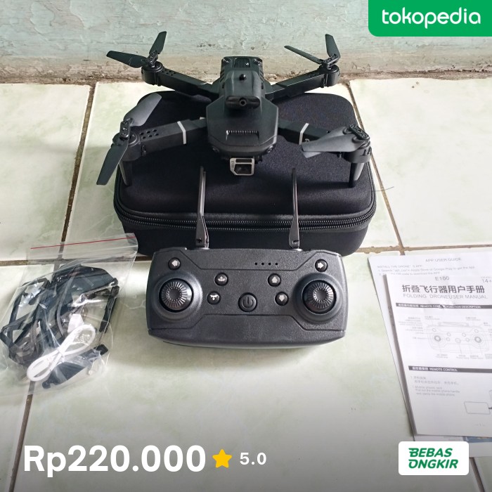 drone e100 pro k6 dual camera + sensor anti tabrak - Rp220.000