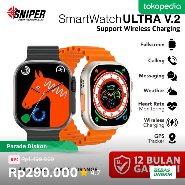 SNIPER SMARTWATCH SW8 ULTRA SERIES SUPPORT WIRELESS CHARGING - Hitam ...