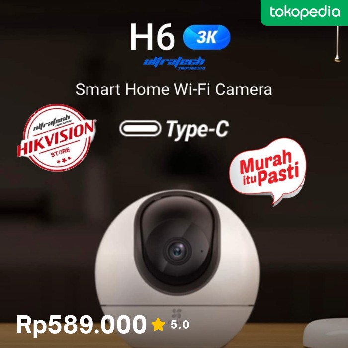 EZVIZ H6 3K 5MP Auto Zoom Tracking Wifi Smart Home Camera GANTI C6 - Rp589.000