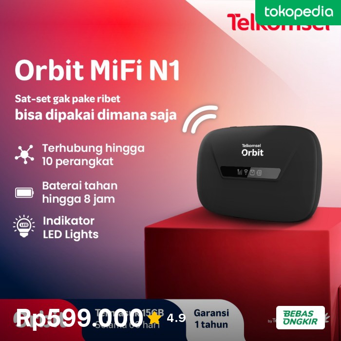 Telkomsel Orbit Mifi N1 Portable Modem Wifi 4G High Speed Bonus Data ...