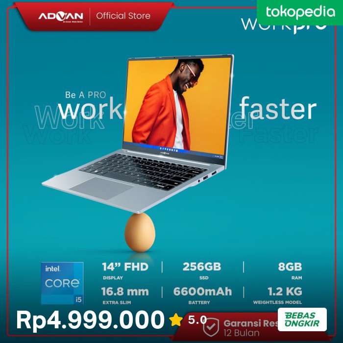 ADVAN Notebook Laptop Workpro Intel I5 14'' FHD IPS 8GB 256GB Win 11 ...