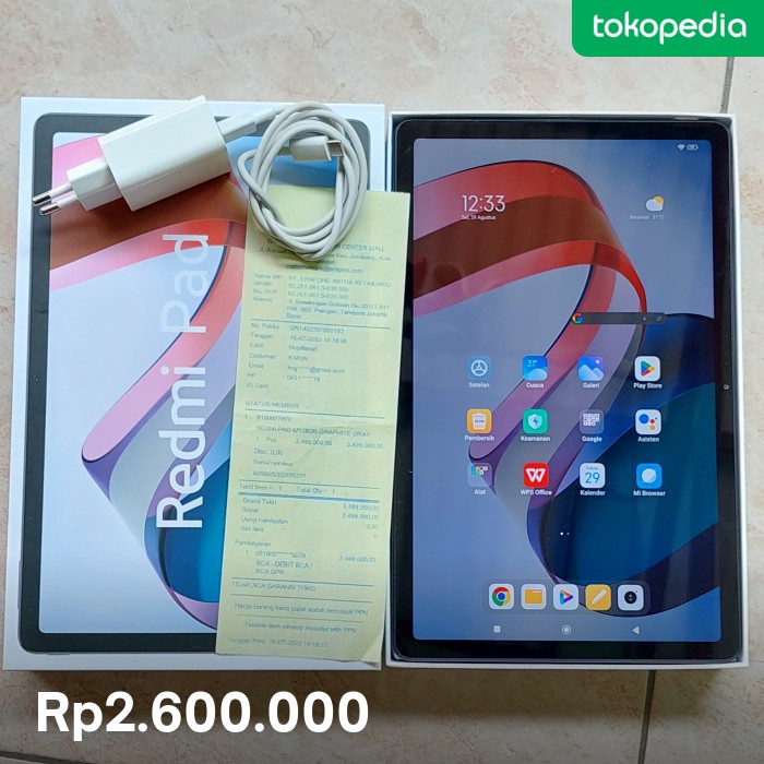 xiaomi redmi pad 6/128 - Rp2.600.000
