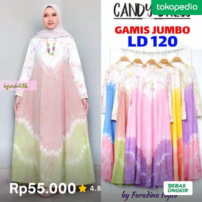LONGDRESS JUMBO DASTER LENGAN PANJANG - Ungu-Pink - Rp55.000