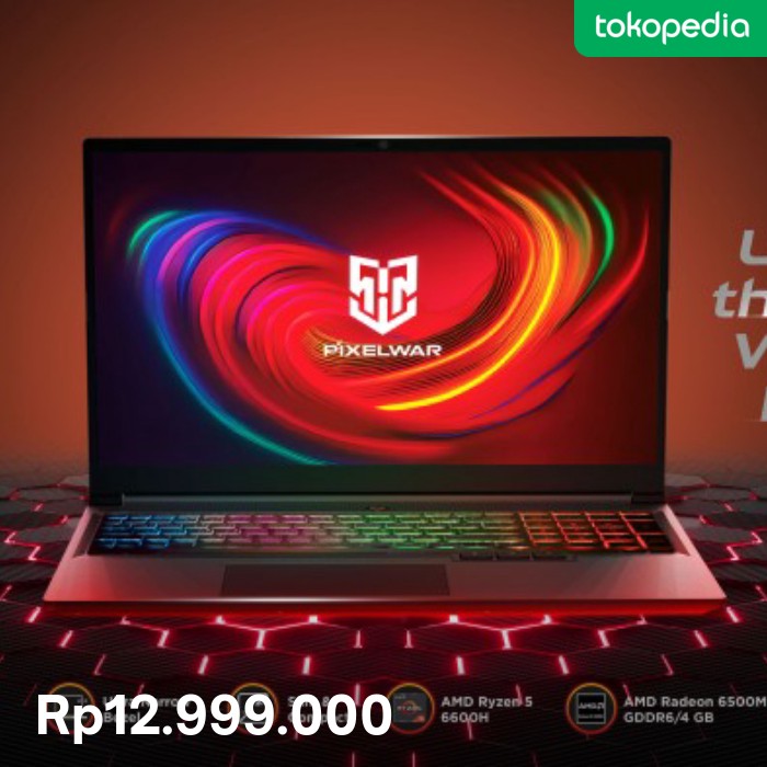 ADVAN Laptop Gaming Pixelwar AMD RYZEN 5 6600H 16” 2.5K IPS 16GB 512GB ...