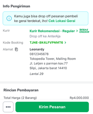 Drop Off Kurir Rekomendasi | Tokopedia Care