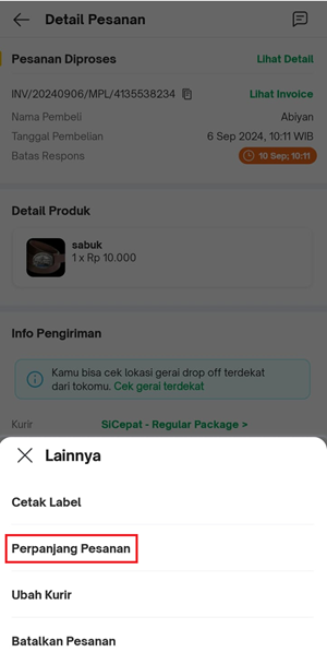 Perpanjang Waktu Pesanan | Tokopedia Care