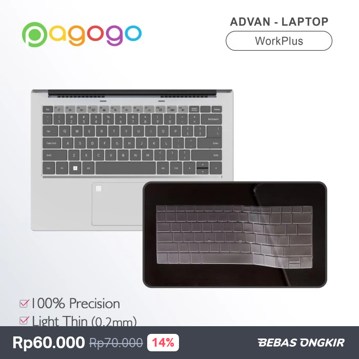 Screen Guard Keyboard Protector Garskin Laptop Advan WorkPlus Bening ...